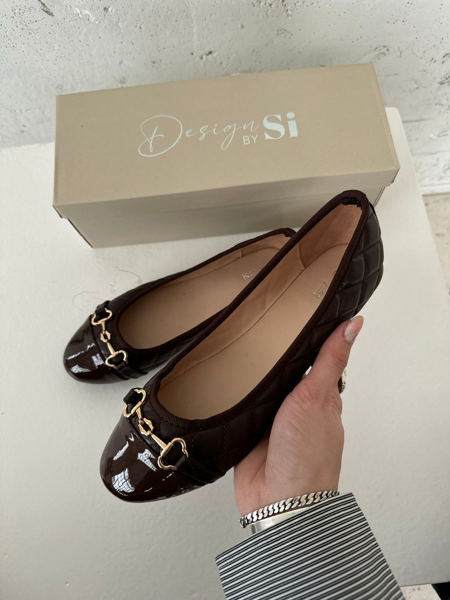 Ronda ballerina sko med mønster - Brun – Designbysi ApS