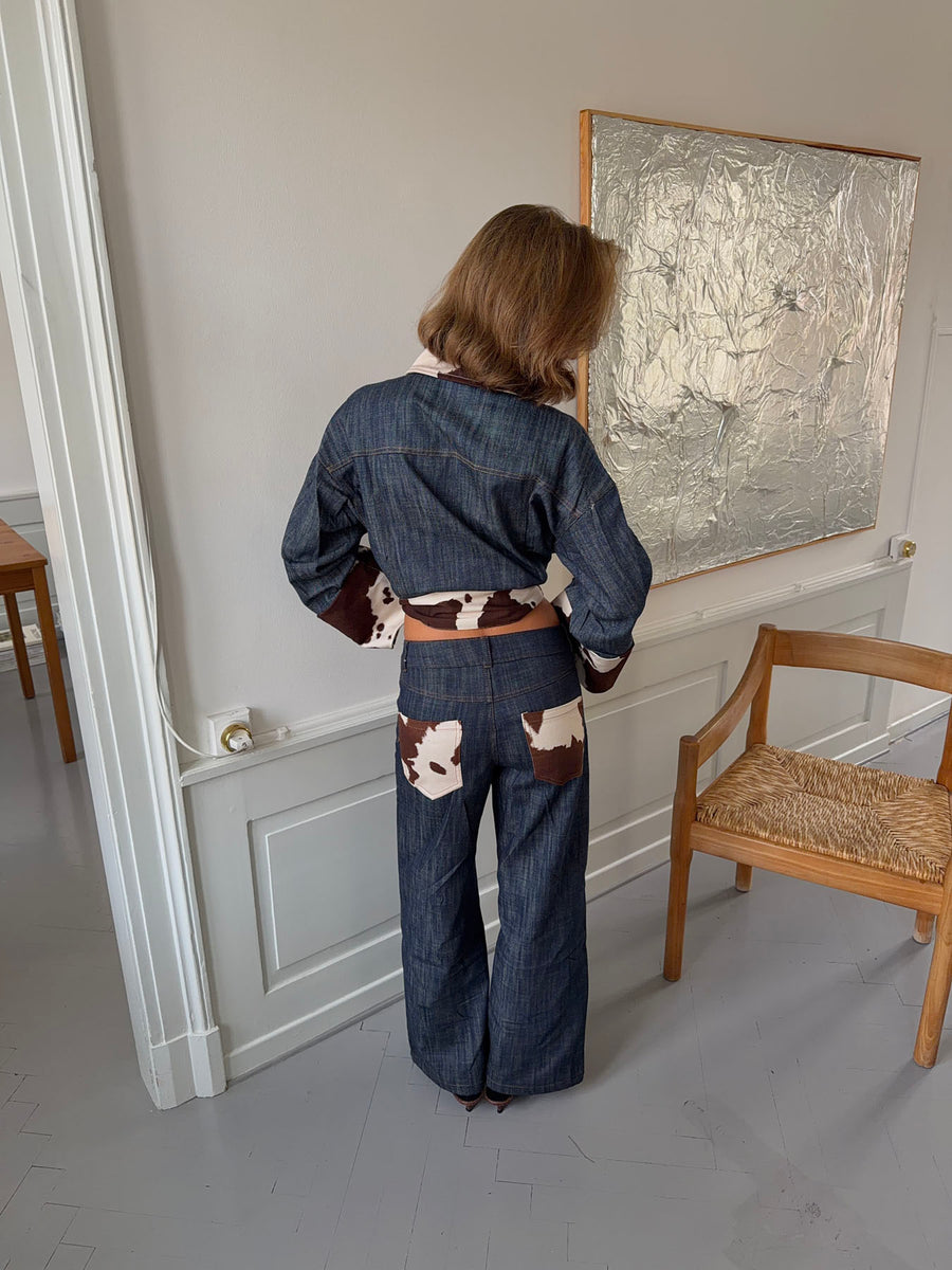 Suivinia jeans med koprint - Blå – Designbysi ApS